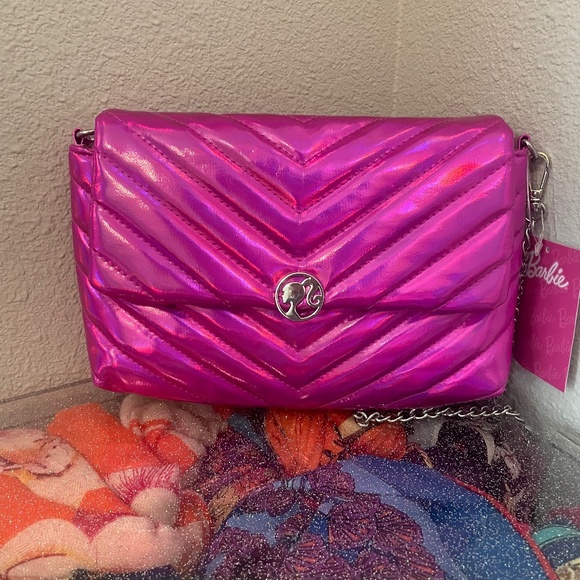 Barbie | Bags | Metallic Pink Barbie Crossbody Bag | Poshmark